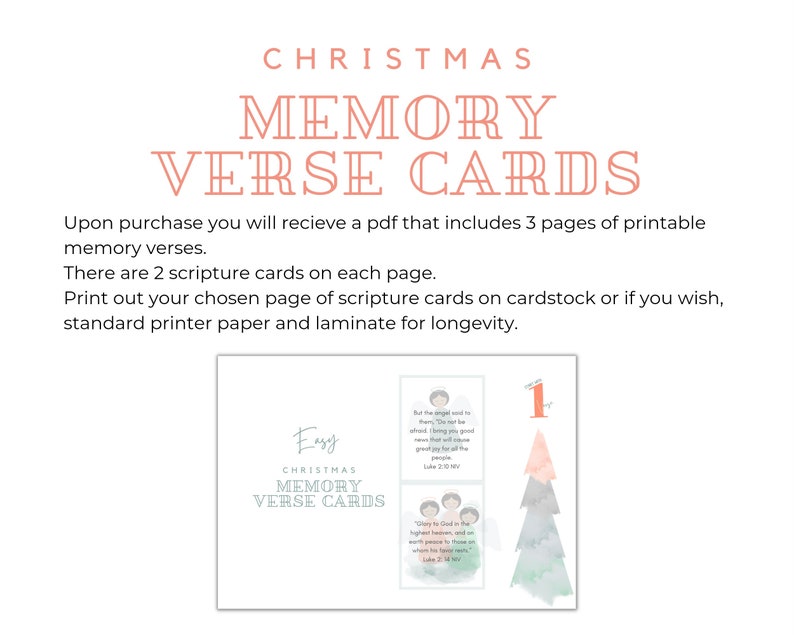 Christmas Memory Verse Cards Printable, Christmas Scriptures for Kids ...