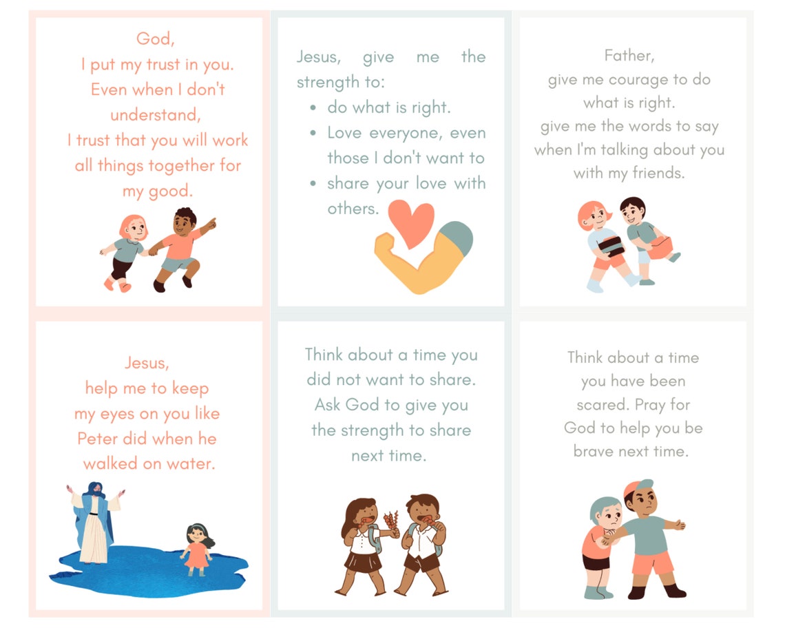 Prayer Prompt Cards, Prayer Prompts for Kids, Sunday School Prayers ...