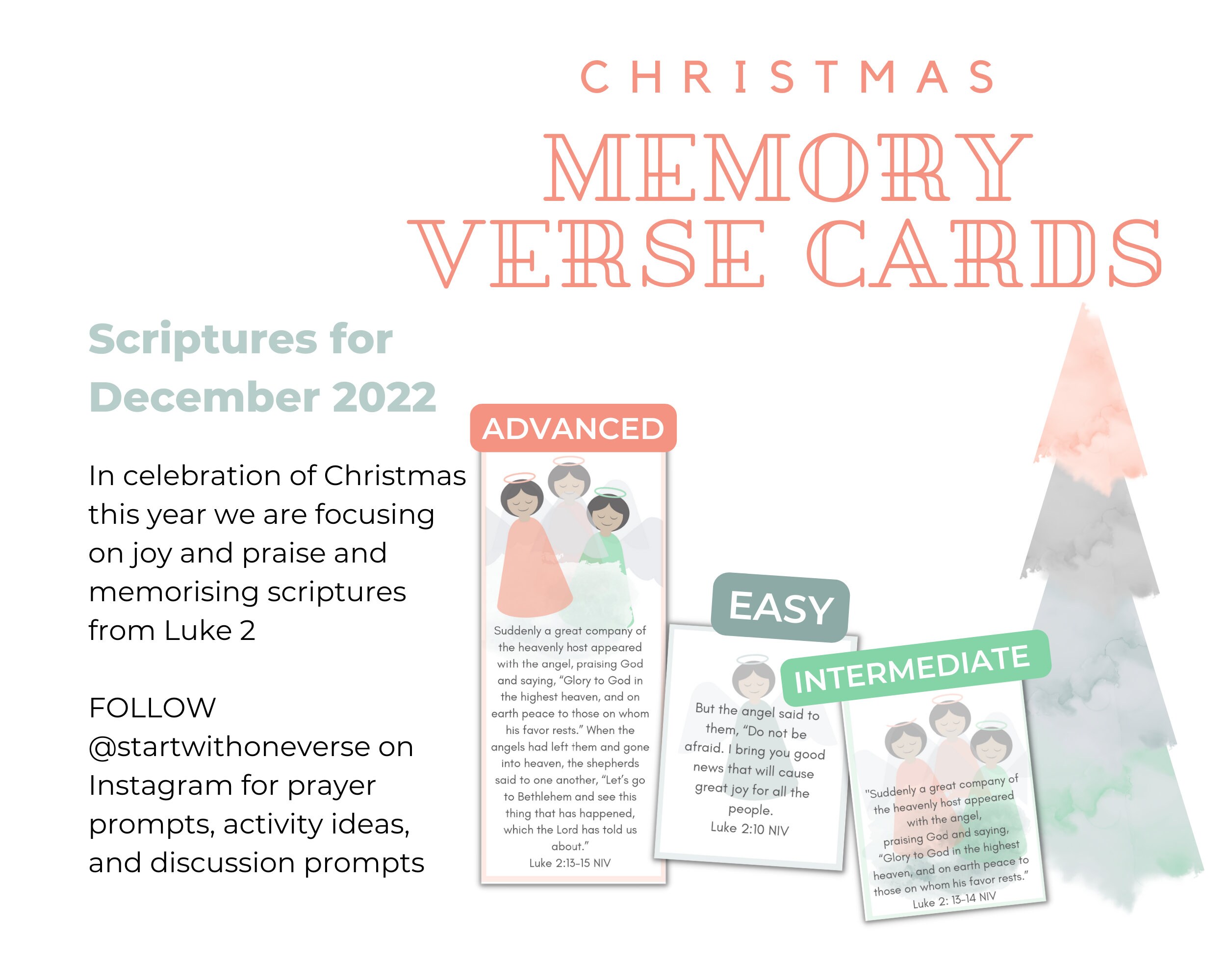 Christmas Memory Verse Cards Printable, Christmas Scriptures for Kids ...