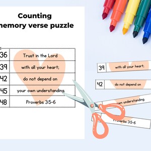 Proverbs 3:5-6 Memory Verse Skip Counting Puzzles, Bible Verse Craft ...