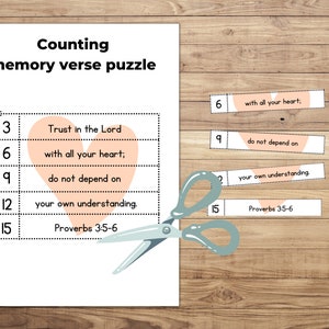 Proverbs 3:5-6 Memory Verse Skip Counting Puzzles, Bible Verse Craft ...