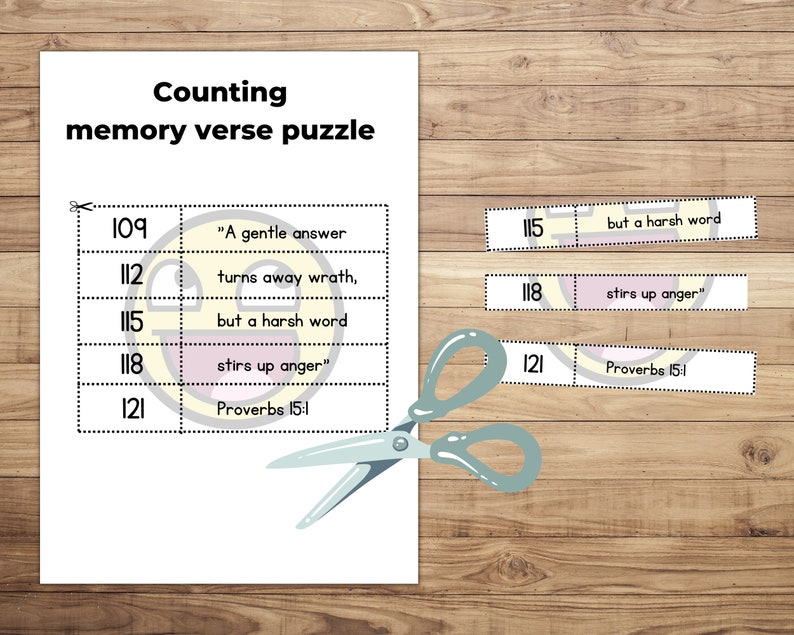 Proverbs 15:1 Memory Verse Skip Counting Puzzles, Bible Verse Craft ...