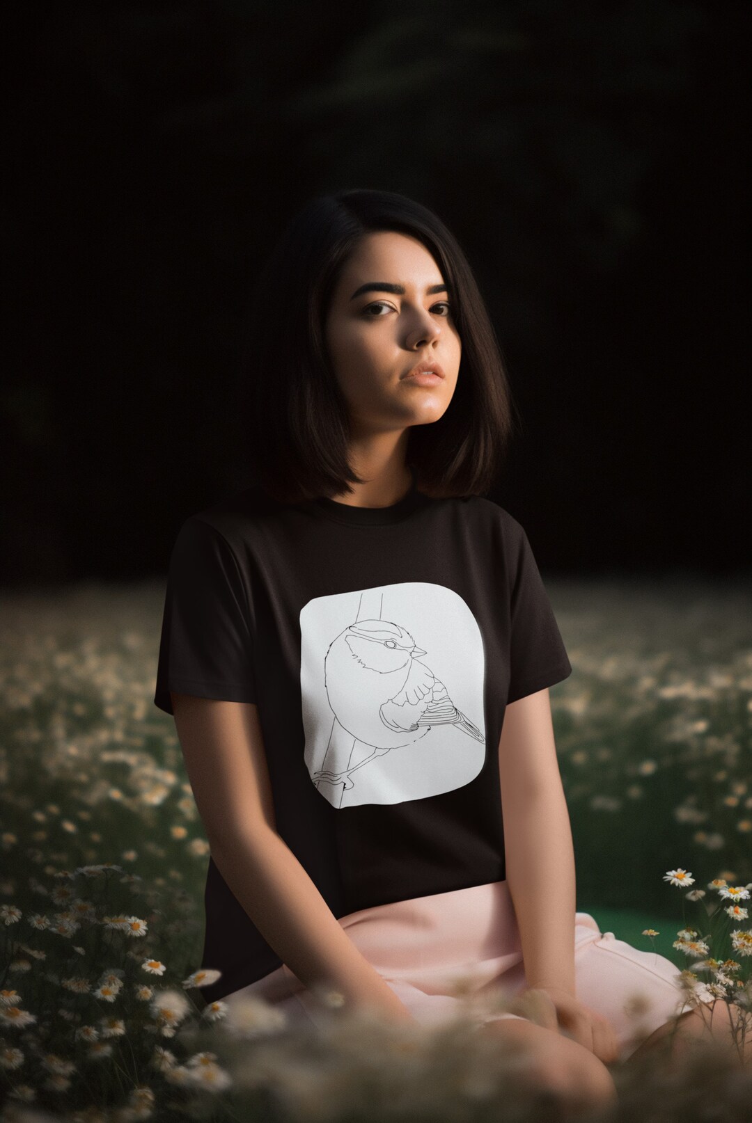 Abstract Sparrow Bird Line Drawing Organic Cotton T-shirt - Etsy