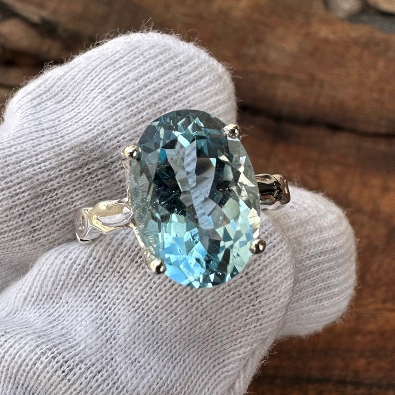 Handmade Blue Topaz 925 Sterling Silver Ring, December Birthstone - Etsy