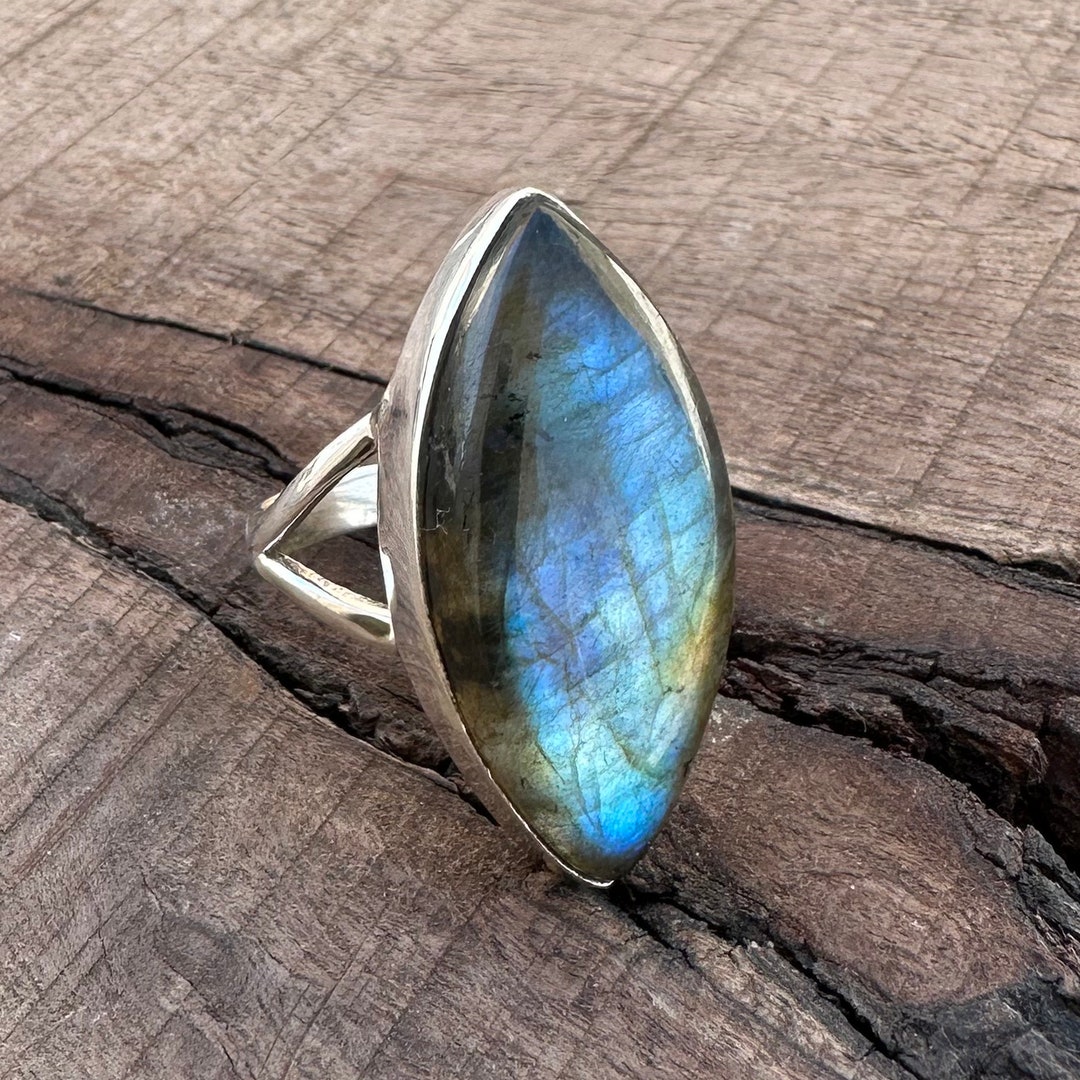 Top Grade Natural Labradorite Ring, 925 Sterling Silver Ring ...