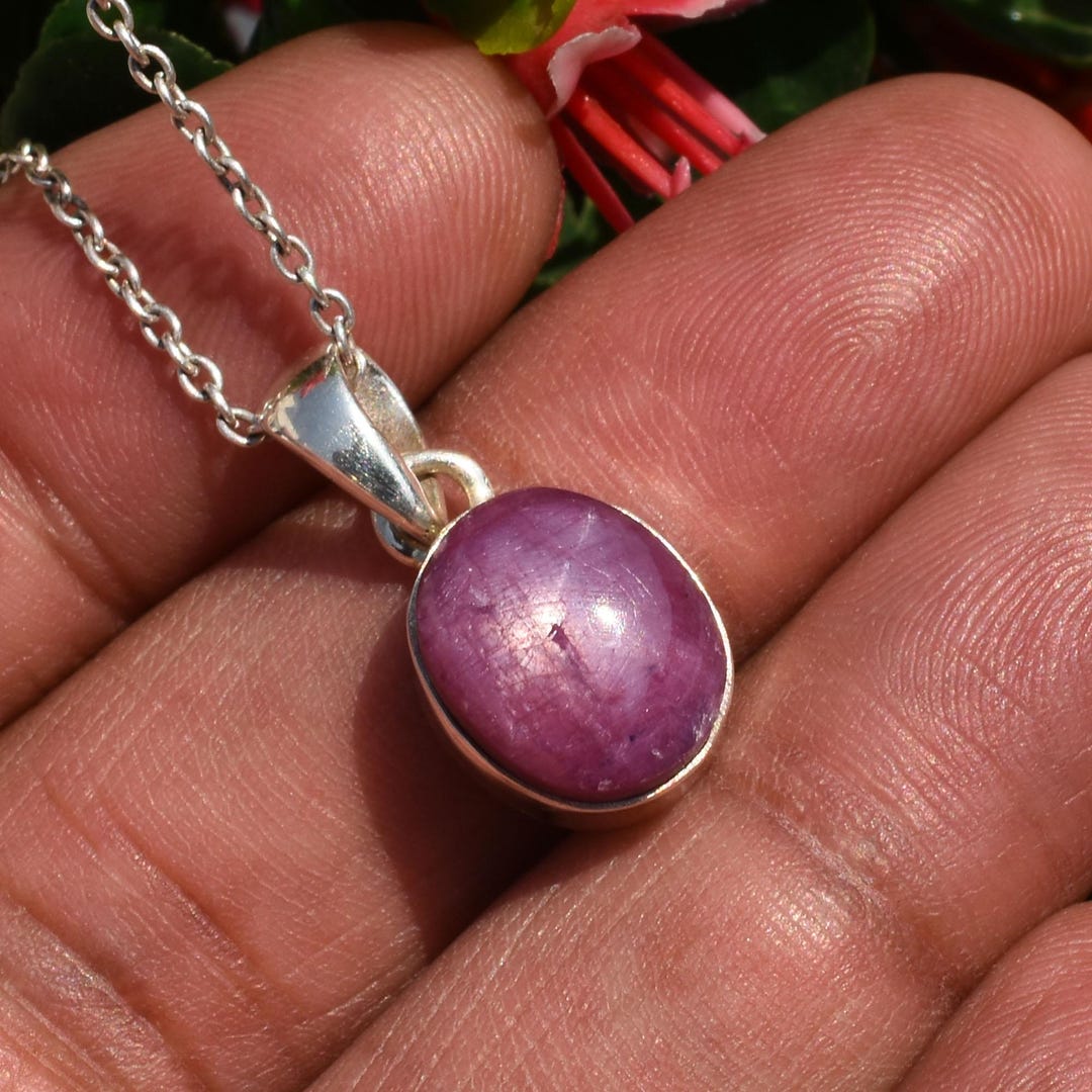Dainty Star Ruby Pendant Necklace: Natural Gemstone, Sterling Silver - Etsy