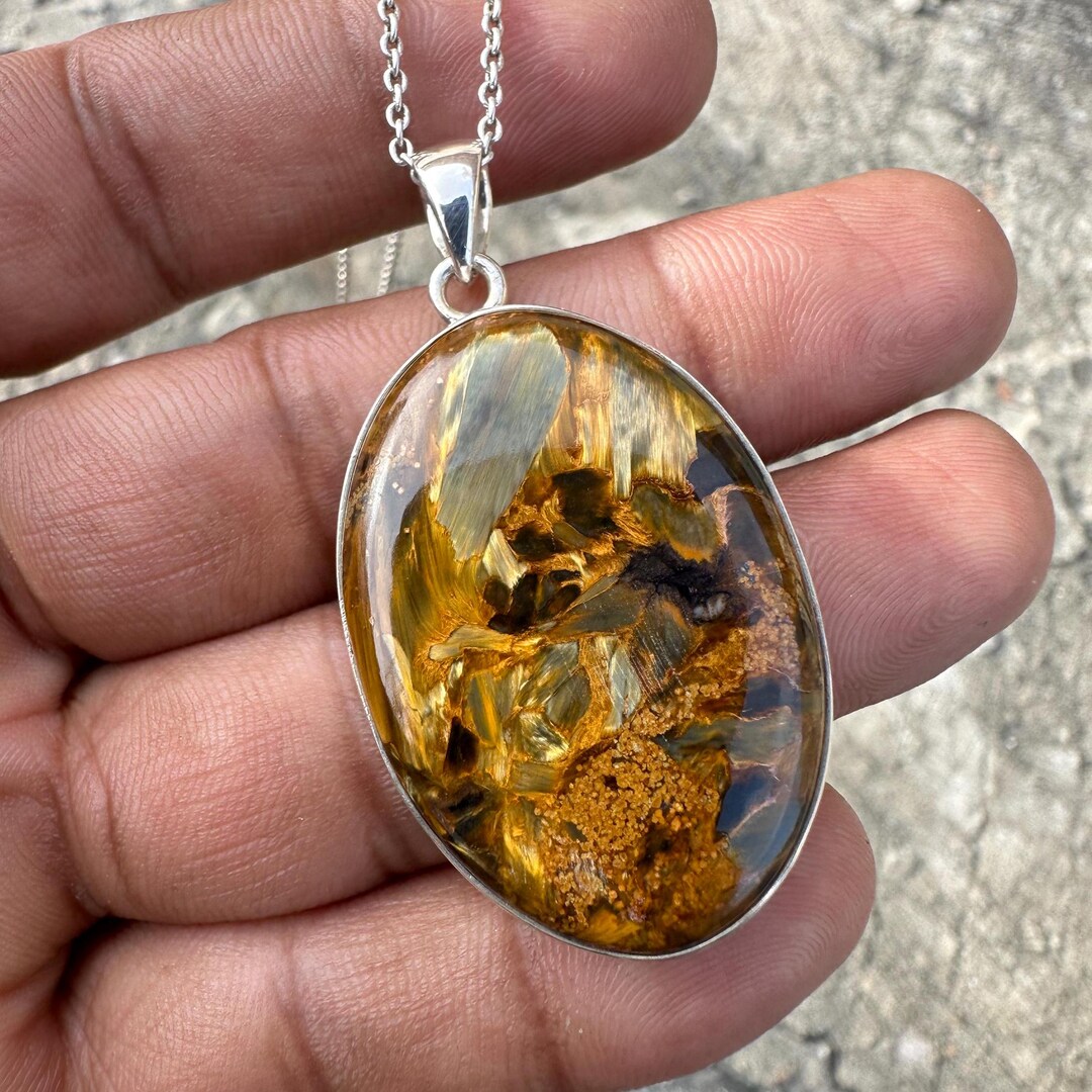 Top Grade Namibian Pietersite Pendant Necklace, 925 Sterling Silver ...