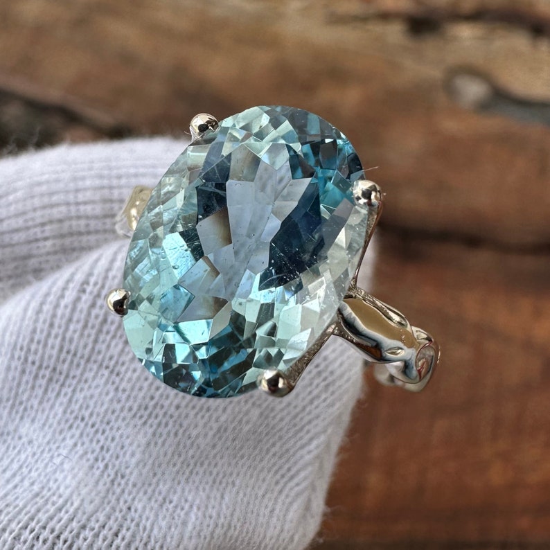 Handmade Blue Topaz 925 Sterling Silver Ring, December Birthstone - Etsy