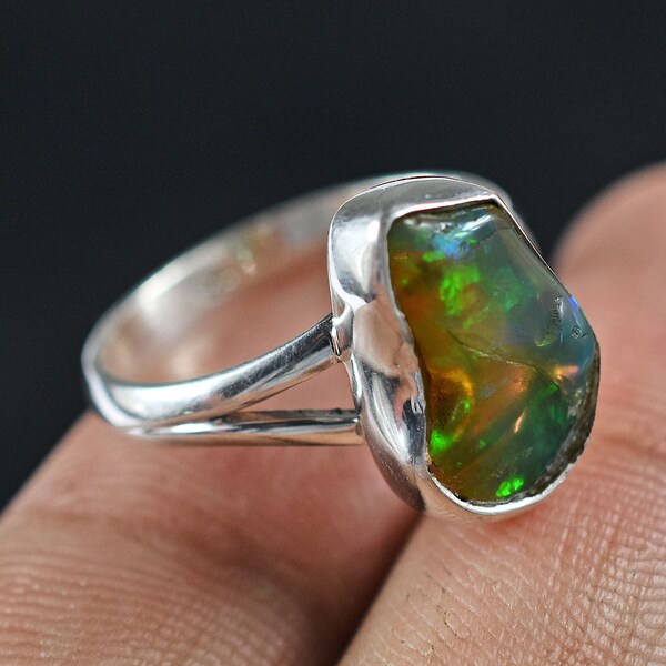 Raw Cut Stone, Sterling Silver Ring - Etsy