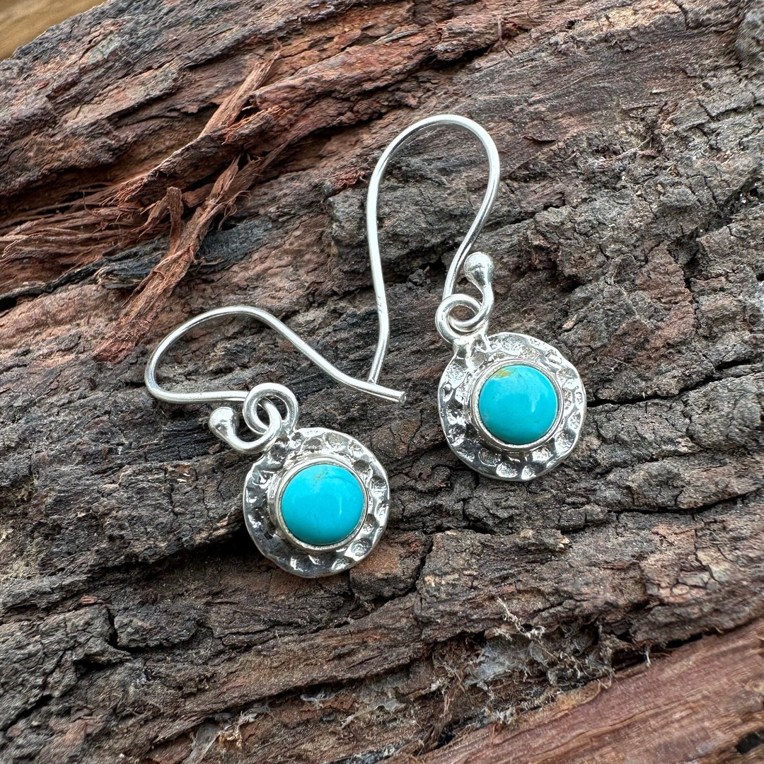 Genuine Blue Arizona Turquoise Gemstone Earring in 925 Sterling Silver ...