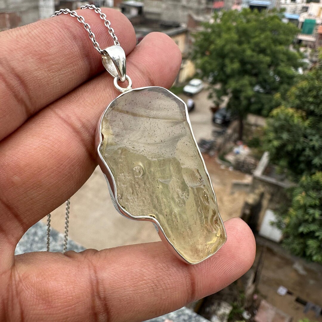 Handmade Sterling Silver Libyan Desert Glass Pendant Necklace - Etsy