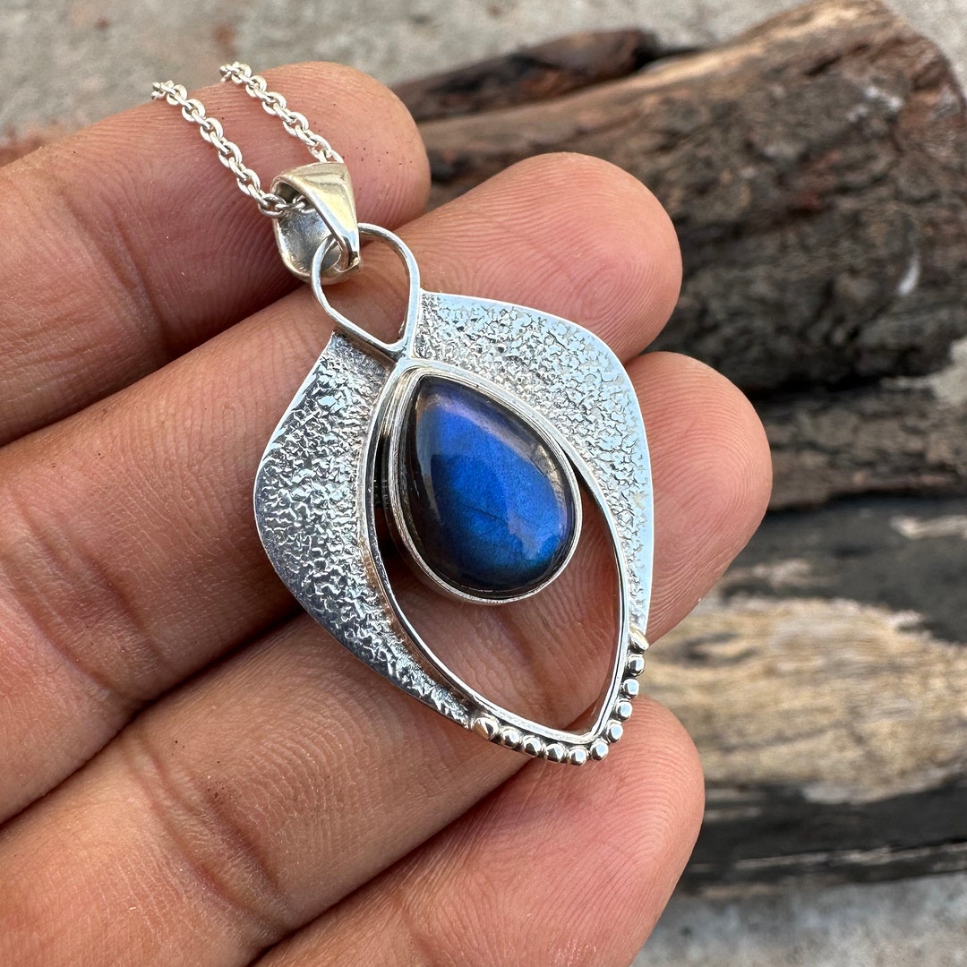 Top Quality Natural Rich Blue Labradorite Pendant Necklace, 925 ...