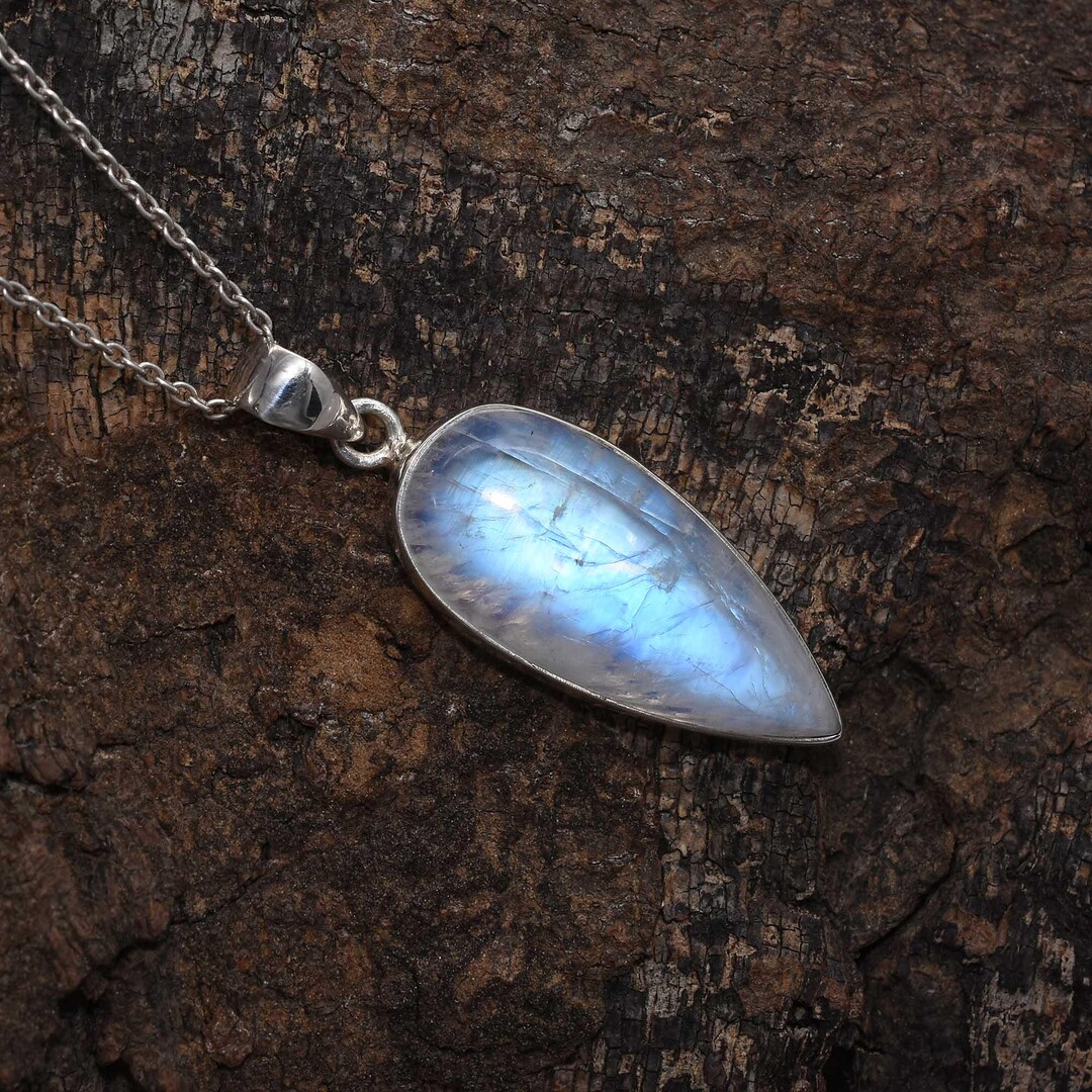 Top Grade Natural Moonstone Pendant Necklace, Gorgeous Teardrop ...