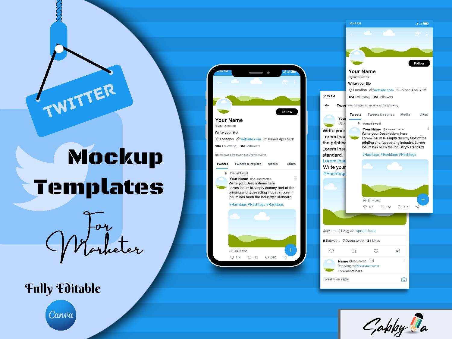 Twitter Mockup Bundle Canva Template, Social Media Templates, Twitter ...