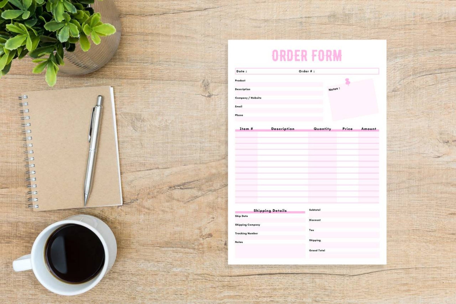 Editable Order Form Template for Small Business Printable - Etsy