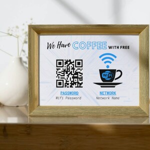 Wifi Password Sign Template With QR Code, Wifi Sign Template, Editable ...