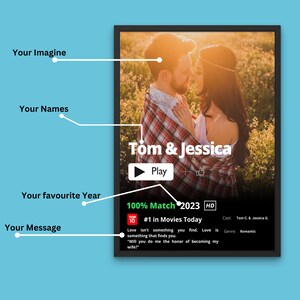 Valentines Day Gift for Her Him, Custom Couple Movie Poster, Poster for ...
