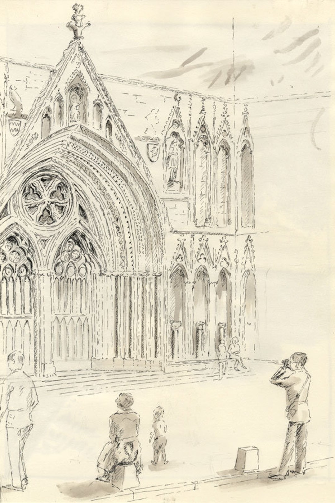 E.F. Hearfield, York Minster Cathedral - Original 1980s Pen & Ink ...
