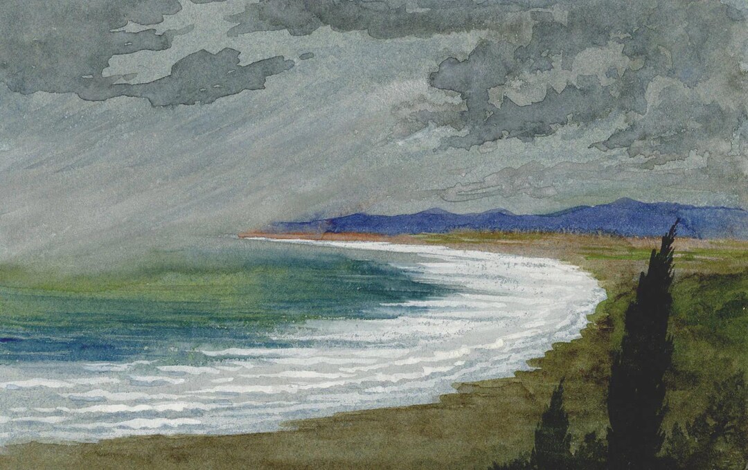 George John Cayley Watercolour Painting 1874 Bay of Algiers Algeria ...