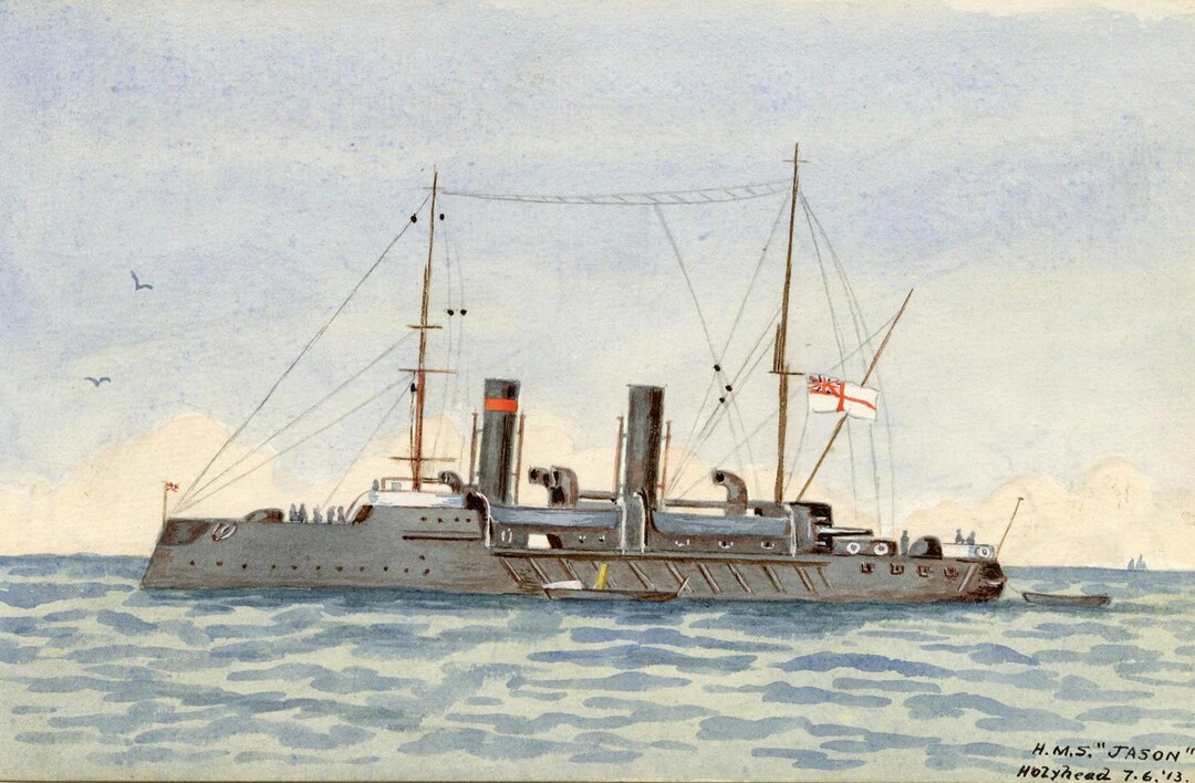 HMS Jason Minesweeper Warship Holyhead Anglesey North Wales Painting ...