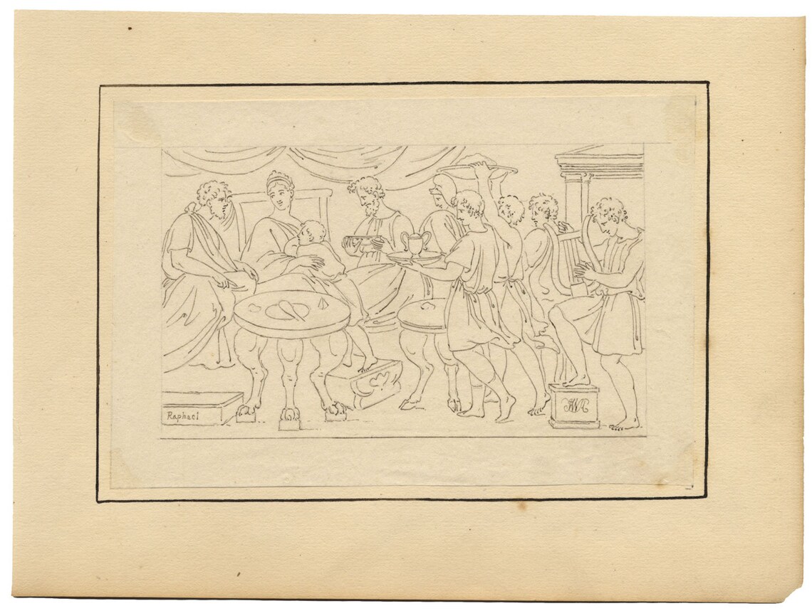 John White Abbott, Achilles at Skyros After Raphael – C.1805 Pen & Ink ...