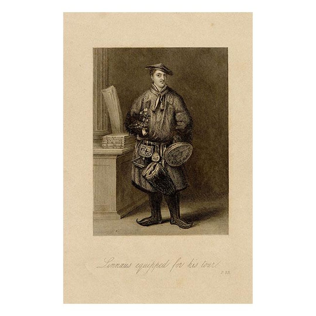 Carl Linnaeus Equipped for His Tour of Lapland Engraving Print C.1805 ...