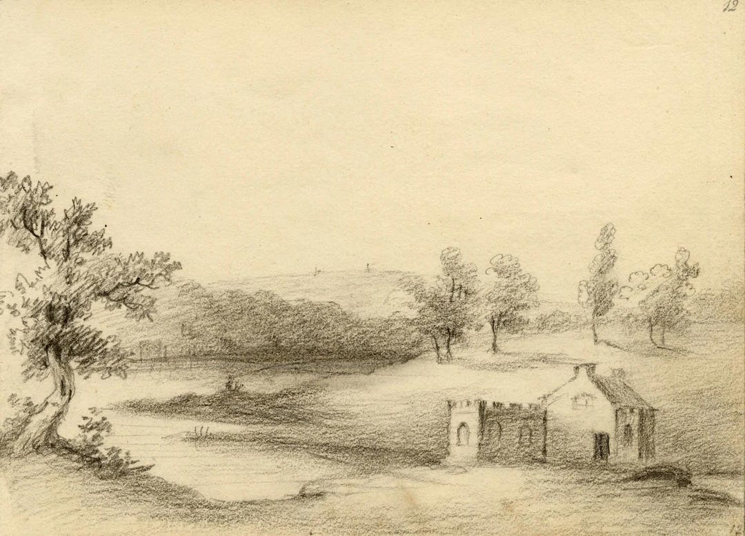 Wootton Millpond Lord Bolton's Fernhill Isle Wight Drawing 1797 John ...