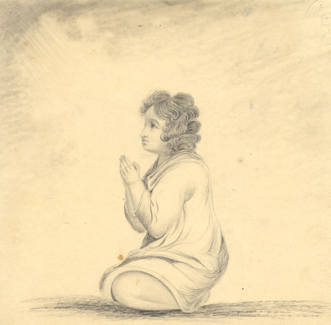 The Infant Samuel After Sir Joshua Reynolds Graphite Drawing Early 19th ...