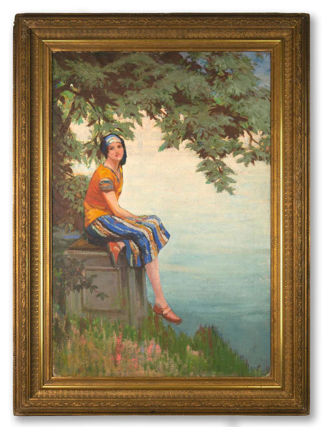 Arthur Croft Mitchell Oil Painting 1920s the Orange Dress Original - Etsy