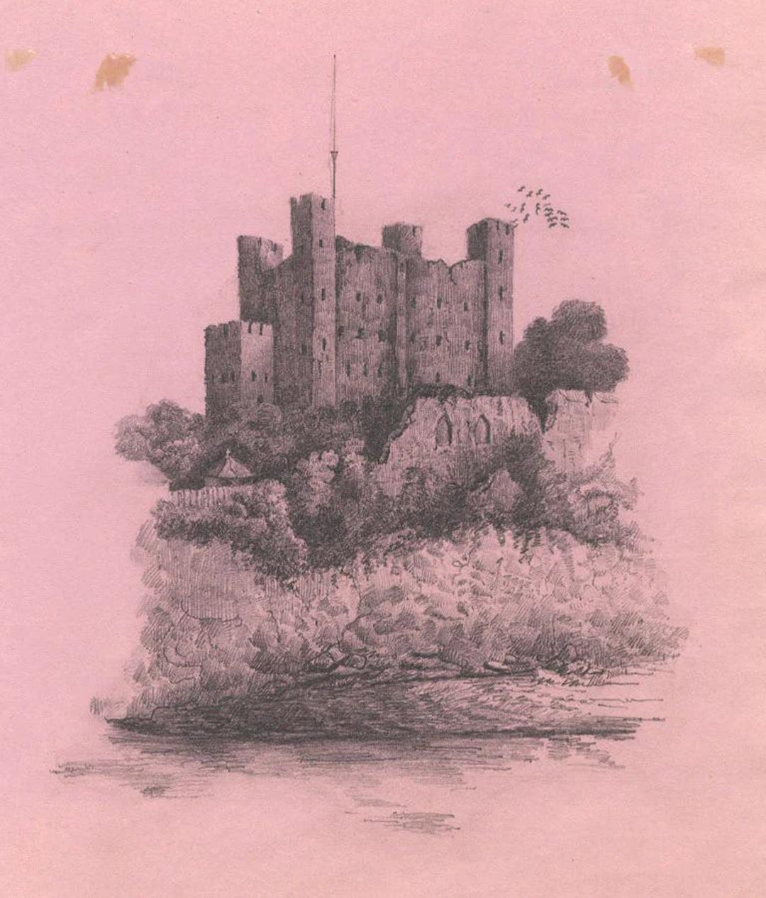 Richmond Castle Graphite Drawing 1835 Original - Etsy