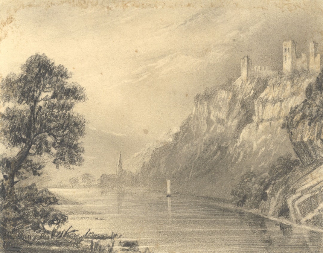 Alfred Swaine Taylor, Castle of Lauenstein, Rhine,germany 1829 Graphite ...