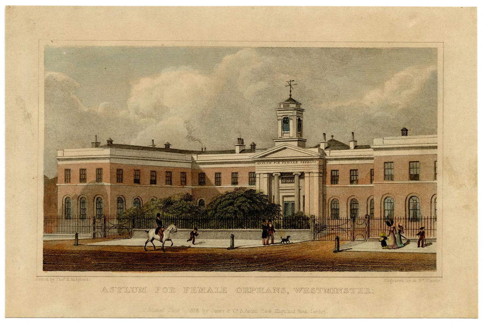 Asylum for Female Orphans Westminster Engraving Print 1828 A. Mcclatchy ...