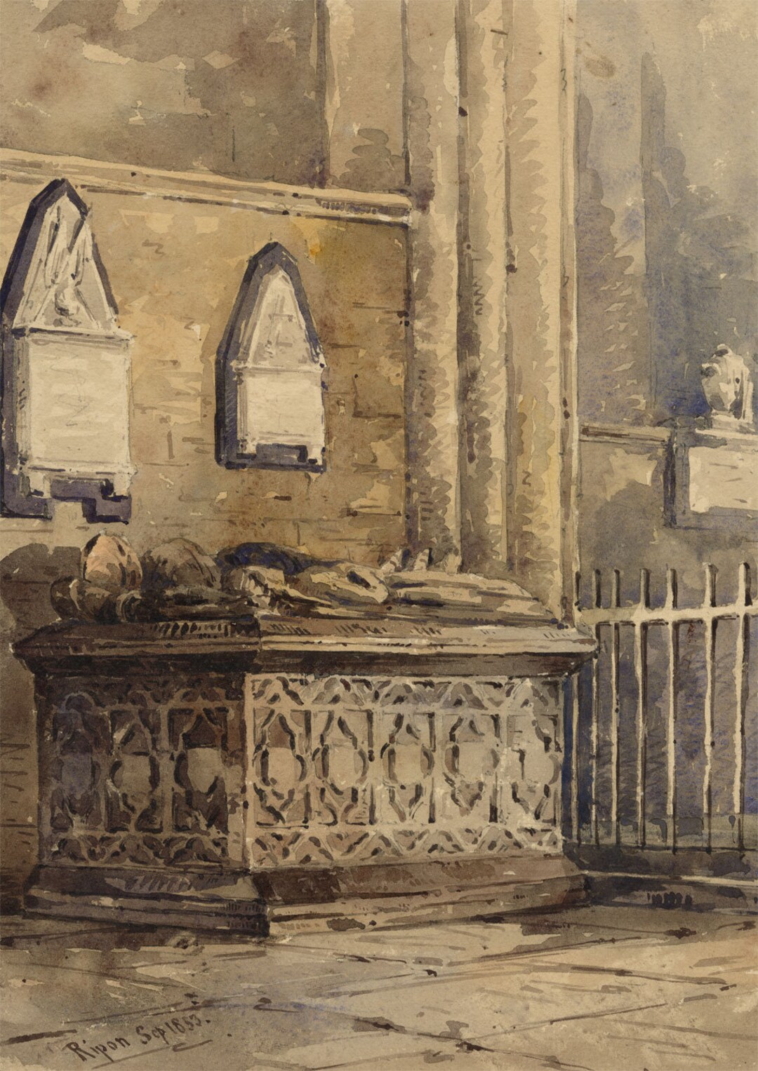 Sir Thomas Markenfield Effigy Tomb, Ripon Cathedral – 1853 Watercolour Painting - Etsy