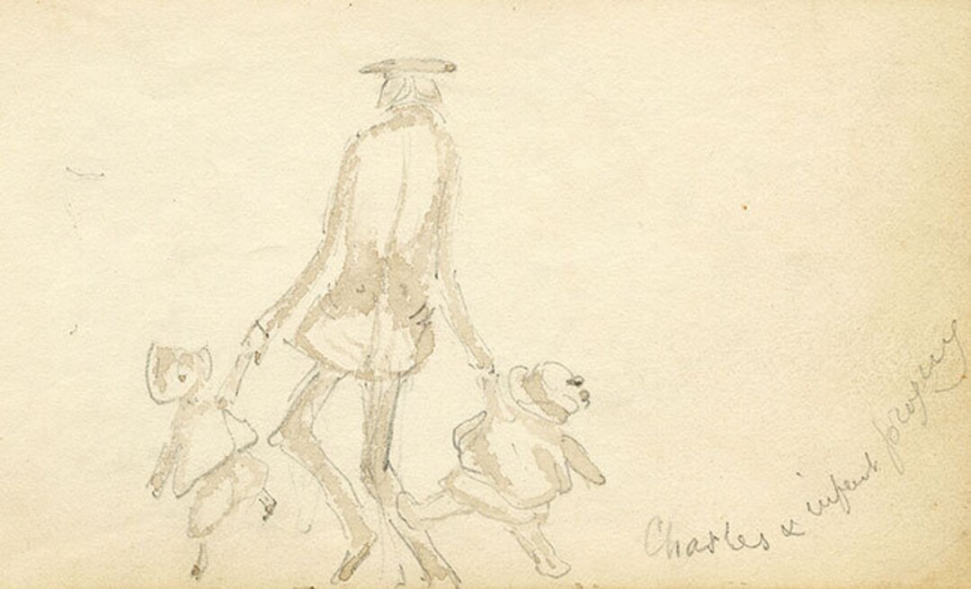 Charles & Infant Progeny – Original Mid-19th-century Graphite Drawing ...