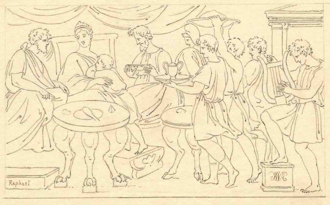 John White Abbott Pen & Ink Drawing C.1805 Achilles at Skyros After ...