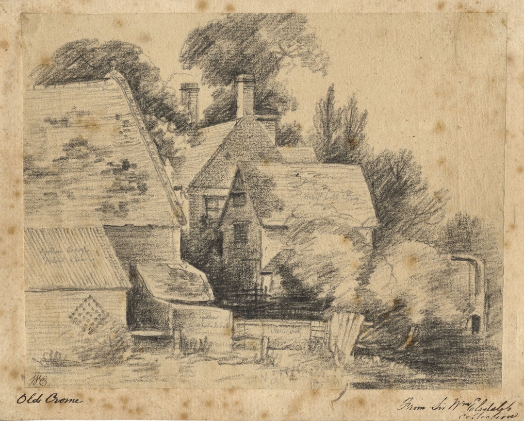 Old Cromer Norfolk Charcoal Drawing 19th Century Sir William Elsdale ...