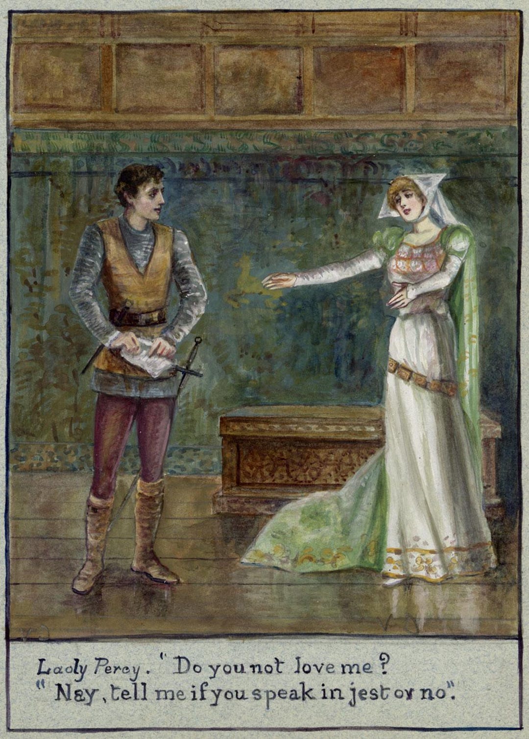 Shakespeare's Lady Percy Henry IV Watercolour Painting C.1898 V. Downes ...