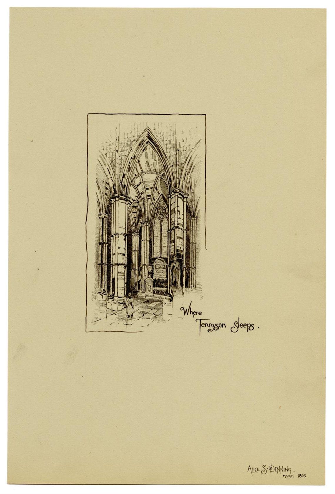 A. Denning, Where Tennyson Sleeps, Poets' Corner Westminster Abbey 1896 ...