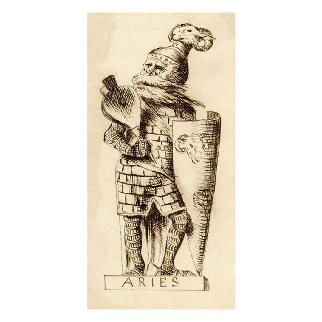 Pickford Robert Waller Pen & Ink Drawing 19th Century Knight Aries ...