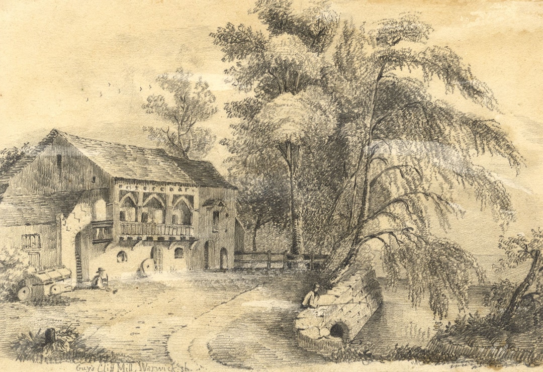 Saxon Mill at Guy's Cliffe, Warwickshire – Mid-19th-century Graphite ...