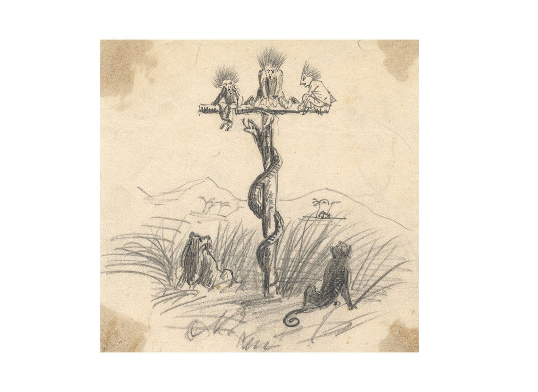 Albert A. Harcourt, Brazen Serpent Cartoon – Original 1870s Graphite ...