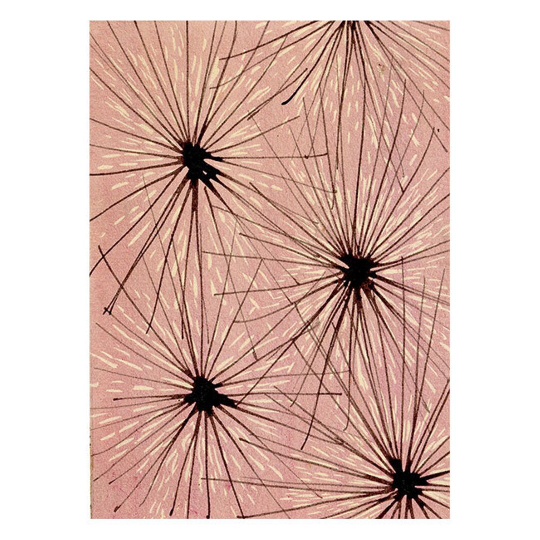 Mid-century Modern Textile Design Abstract Starburst in Watercolour ...