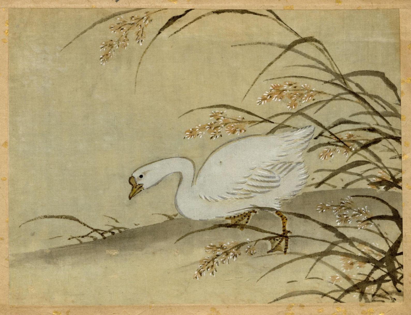 Japanese Swan in Reeds Meiji Period Late 19th-century Painting on Silk ...