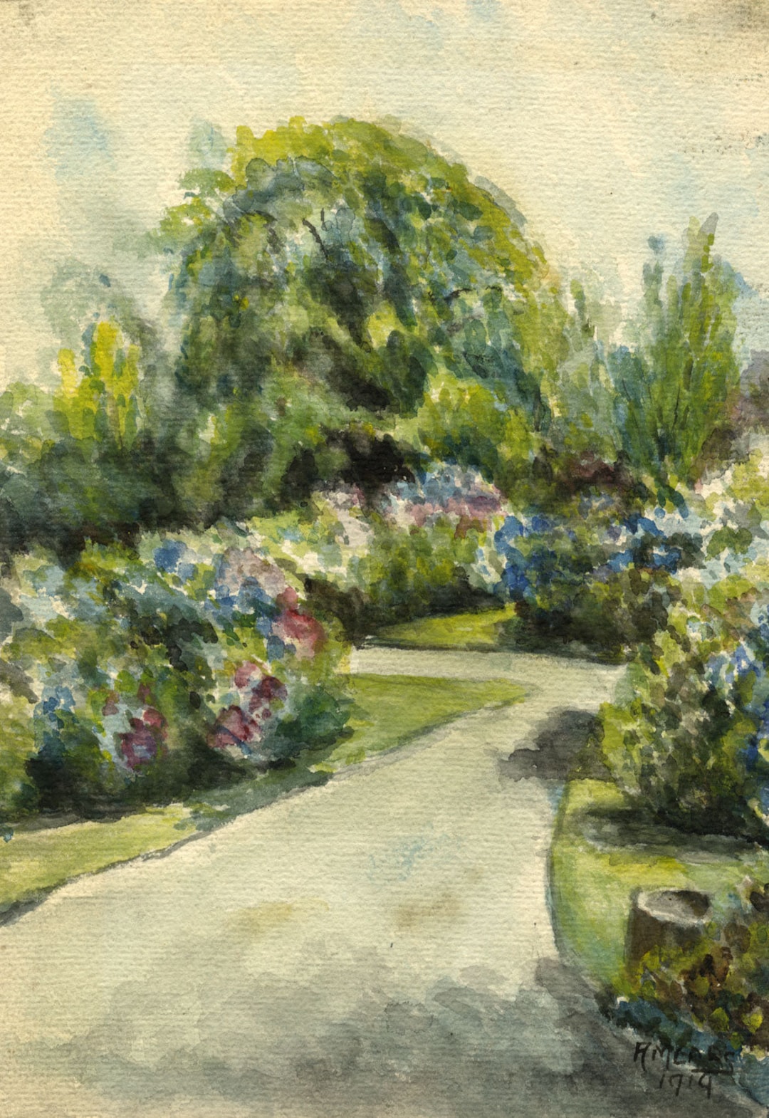 Fred Mears, Flowers at West Ham Park, Newham, London 1919 Watercolour ...