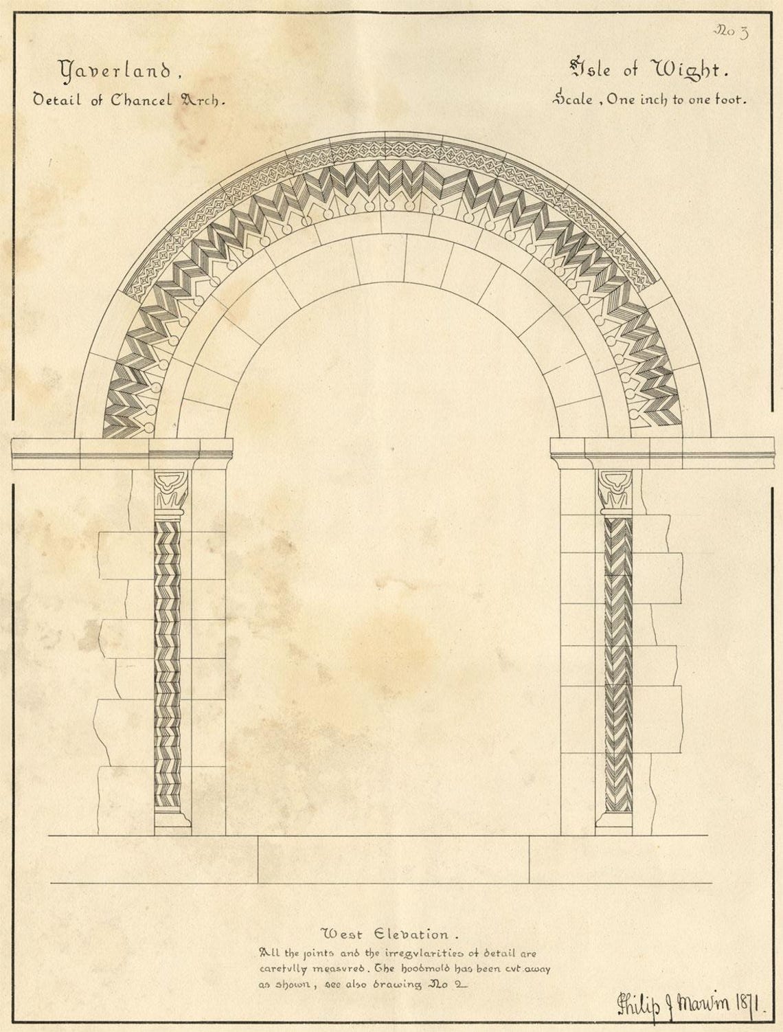 Architectural Elevation Chancel Arch Yaverland Church Isle Wight ...
