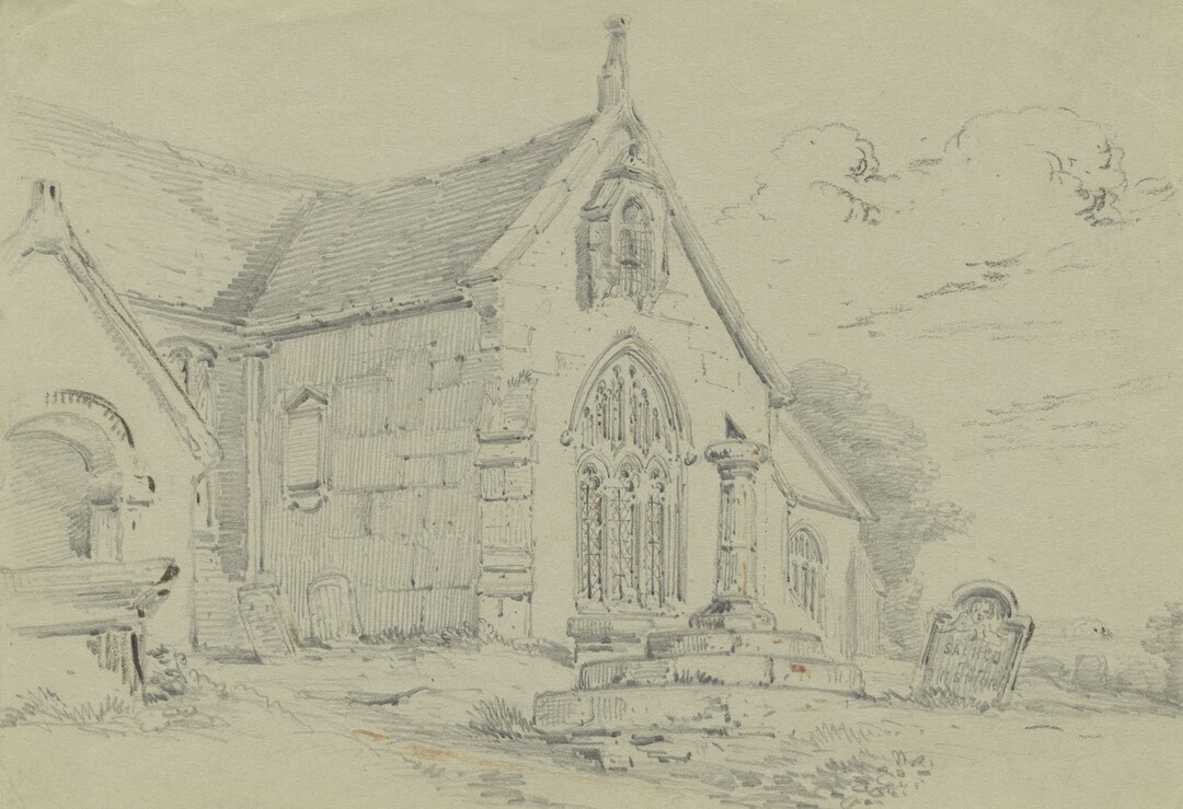 All Saints' Church Godshill Isle of Wight Graphite Drawing 1839 Monro ...