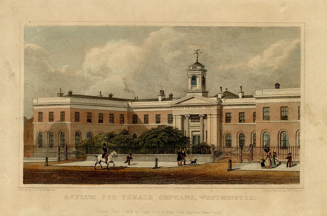 Asylum for Female Orphans Westminster Engraving Print 1828 A. Mcclatchy ...