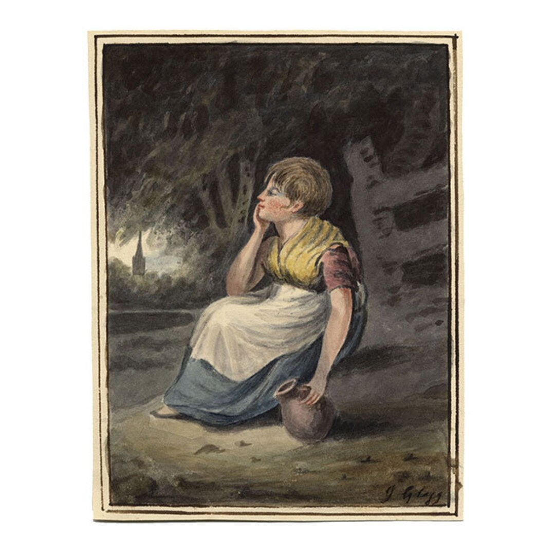 Peasant Girl With Jug Watercolour Painting Early 19th Century Juliana ...