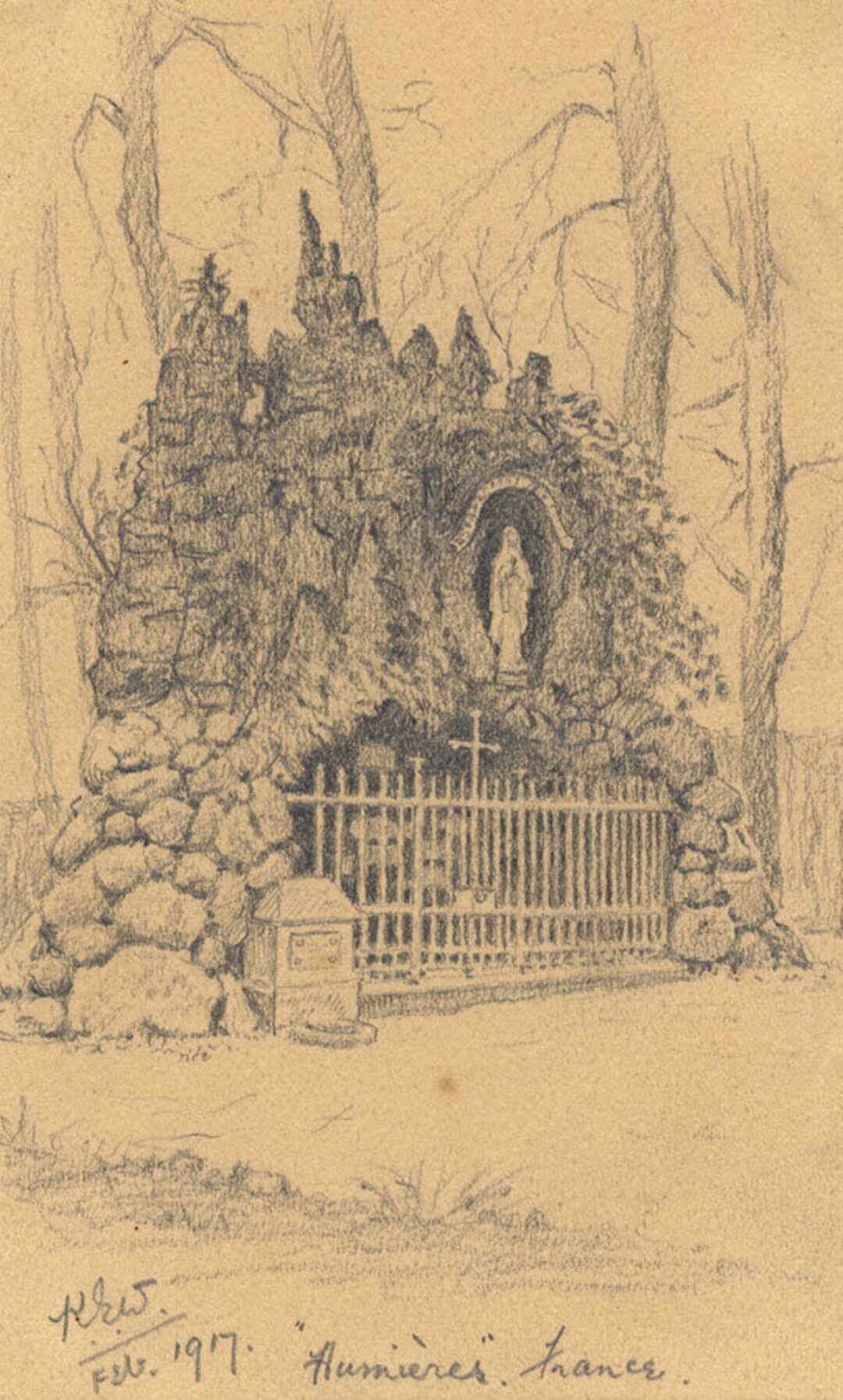 Kenneth E. Wootton, Virgin Mary Shrine, Humières, France - 1917 ...