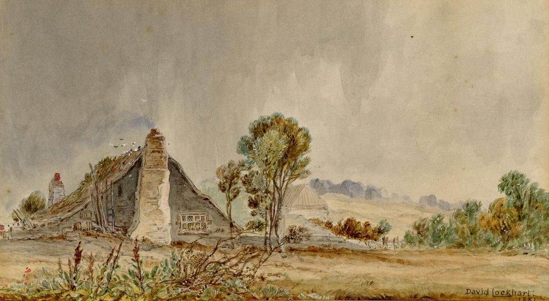 Old Thatched Cottage Watercolour Painting 1881 David Lockhart Original ...